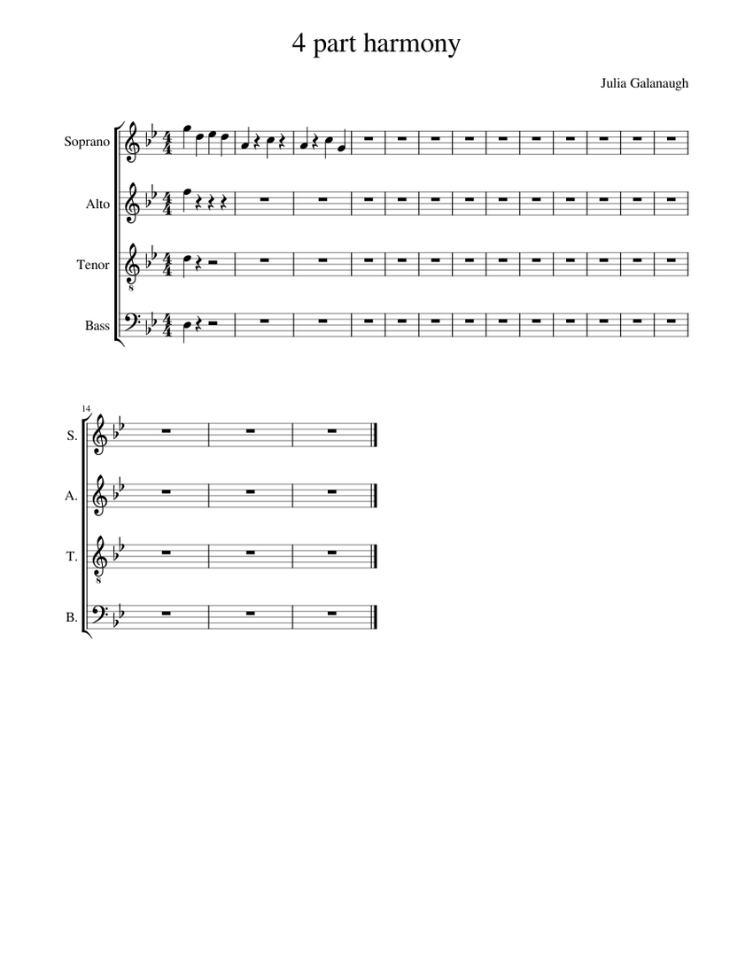 4_part_harmony Sheet Music for Soprano, Alto, Tenor, Bass voice (Choral) | MuseScore.com