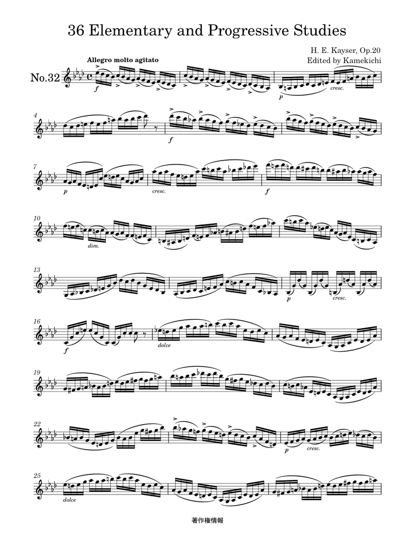 Kayser Etude No.32 Sheet music for Violin (Solo) | Musescore.com
