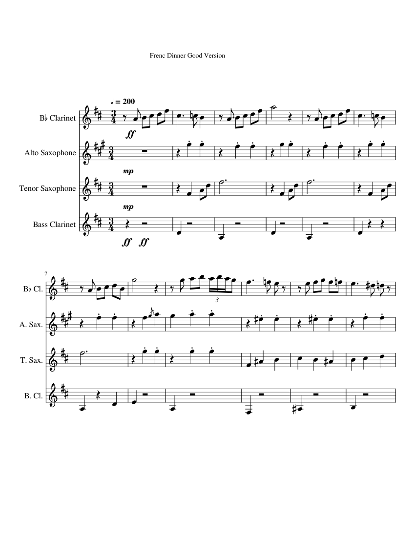 Traditionnel musette Sheet Music for Clarinet in b-flat, Clarinet bass ...