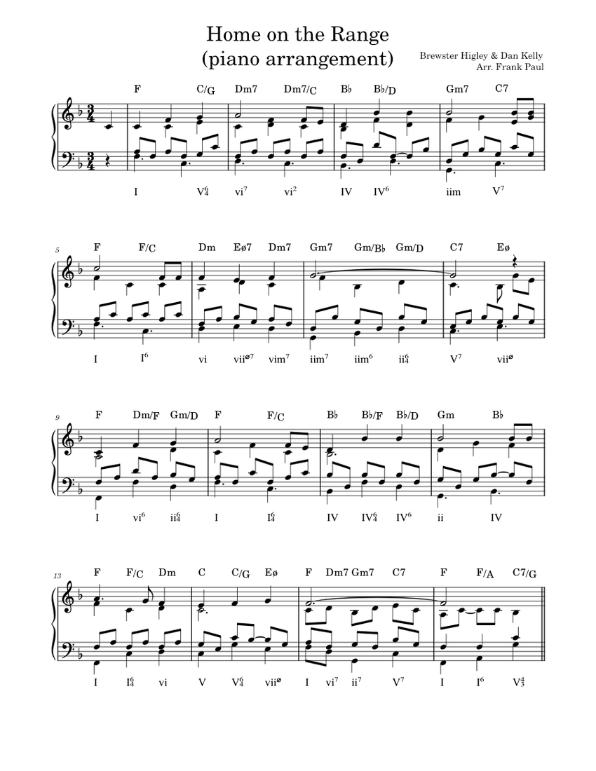 Exercise - Home on the Range - Reharmonized Sheet Music with Chords for ...