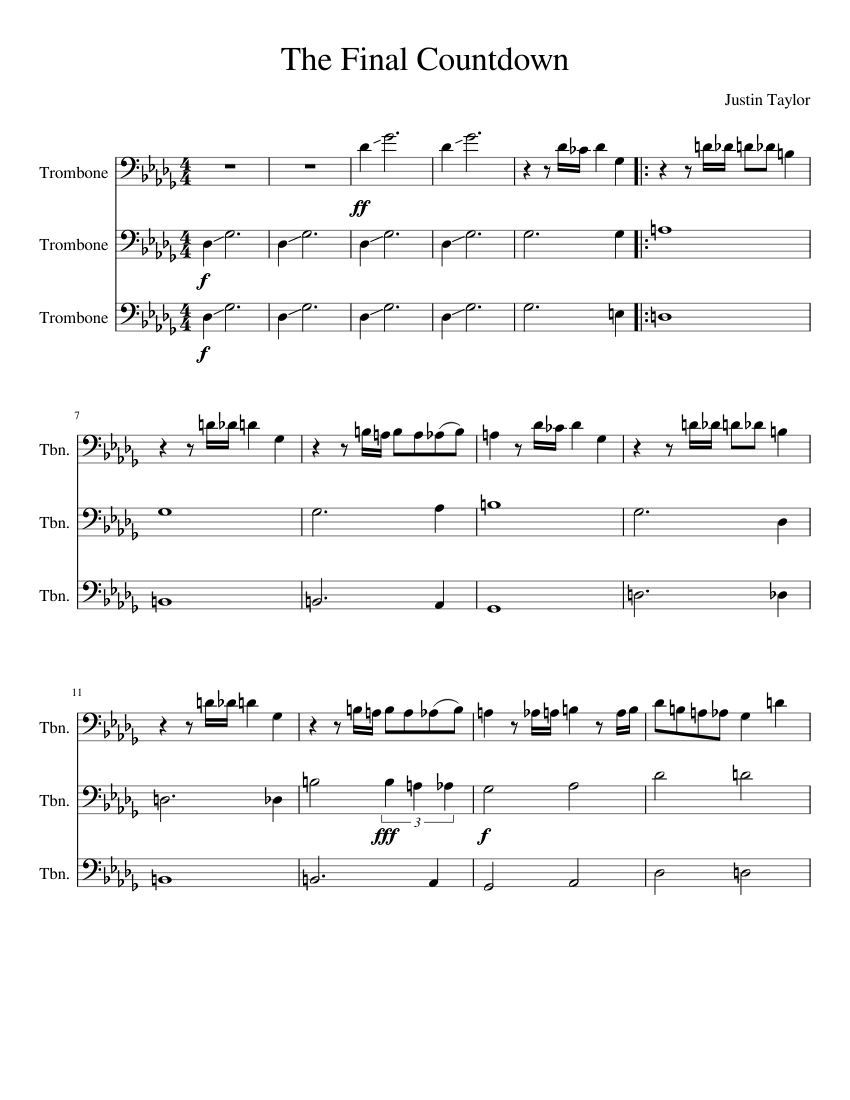 The Final Countdown Sheet music for Trombone (Mixed Trio) | Musescore.com