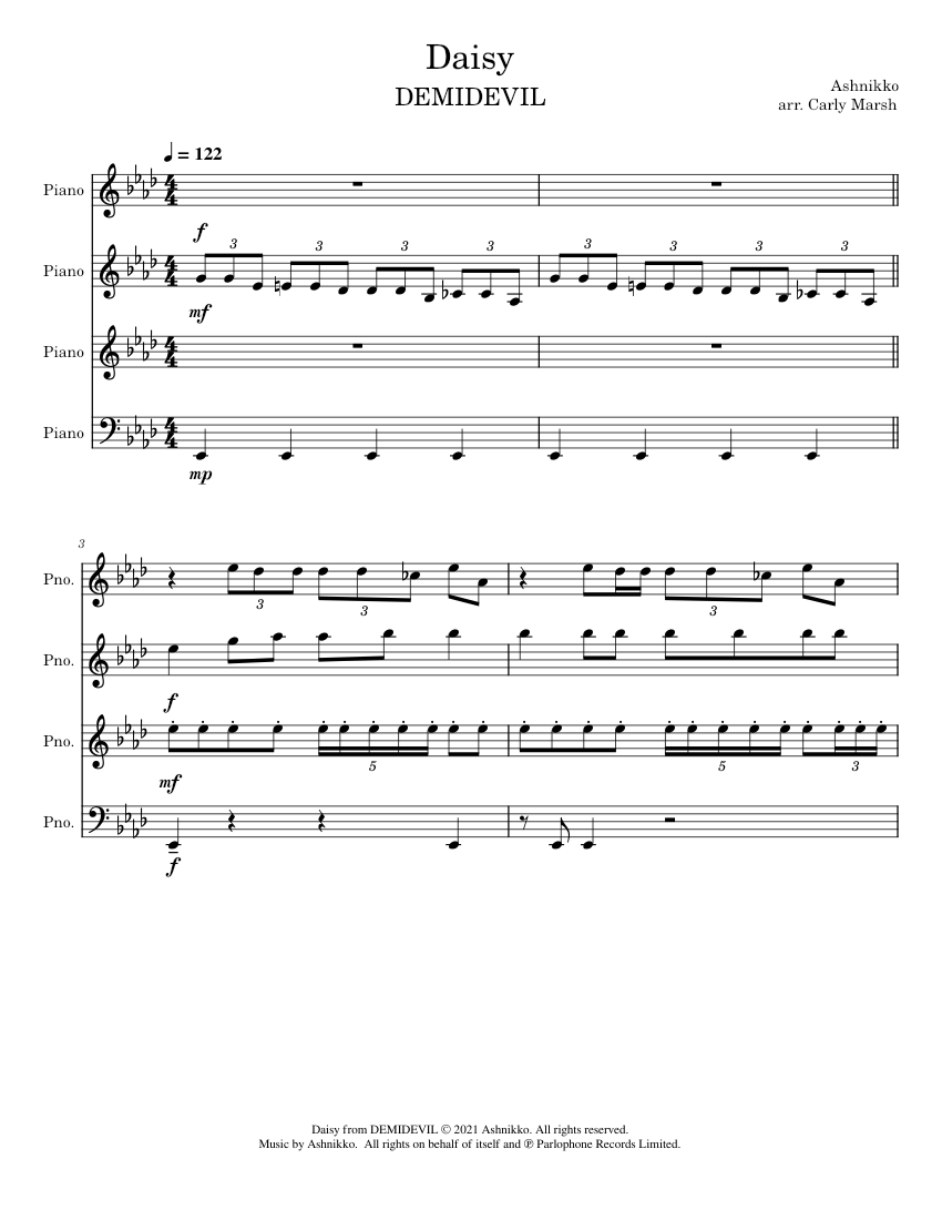 Daisy – Ashnikko (Piano Ver.) Sheet music for Piano (Solo) | Musescore.com