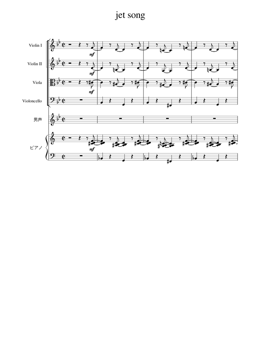 jet song score Sheet music for Piano, Male, Violin, Viola & more ...
