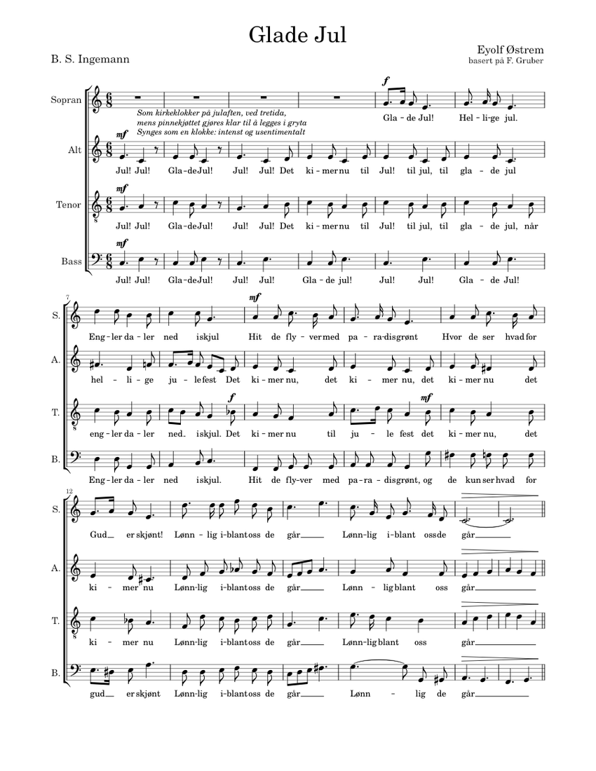 Glade Jul - Eyolf Østrem Sheet music for Soprano, Alto, Tenor, Bass ...