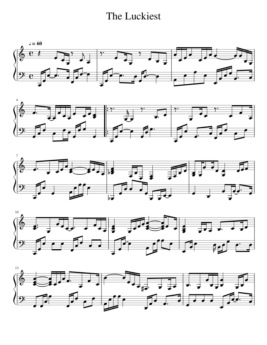The Luckiest in C Major Sheet Music for Piano (Solo) | MuseScore.com