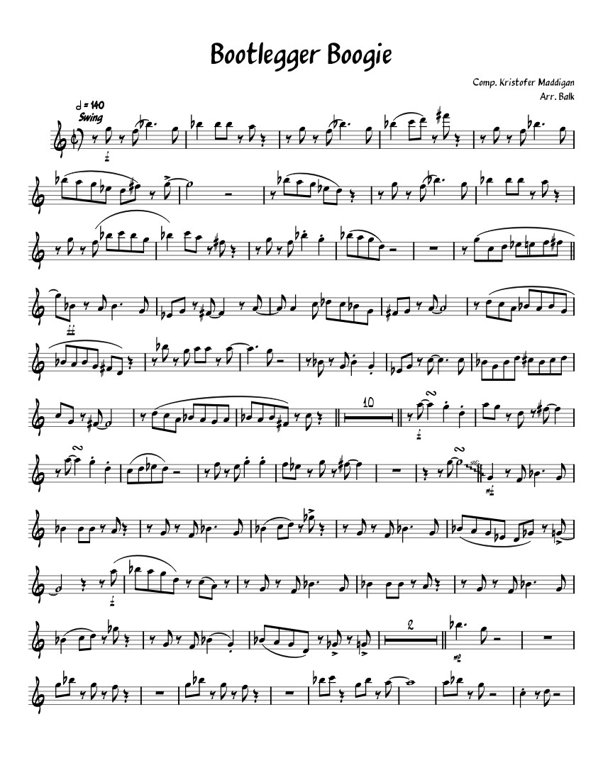 Bootlegger Boogie – Kristofer Maddigan Sheet music for Saxophone alto ...