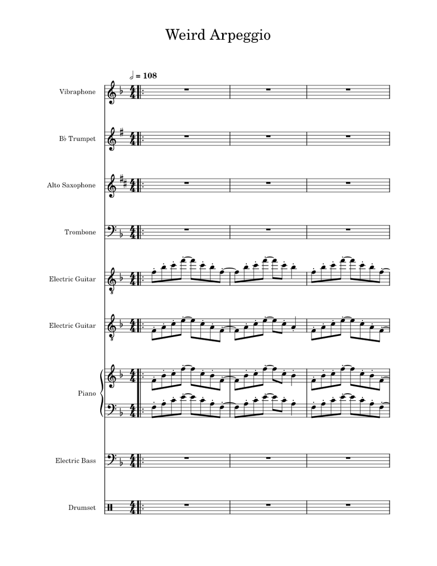 weird arpeggio Sheet music for Piano, Trombone, Saxophone alto, Trumpet ...