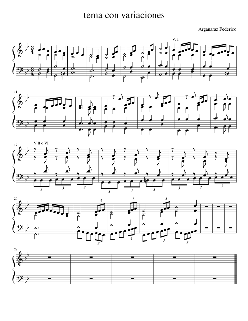Tema con Variaciones Sheet music for Piano (Solo) | Musescore.com