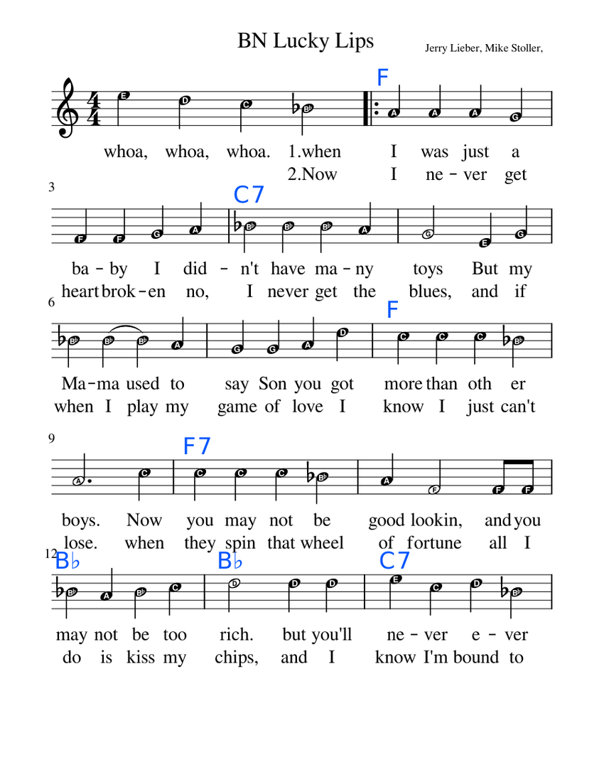 BN Lucky Lips - piano tutorial