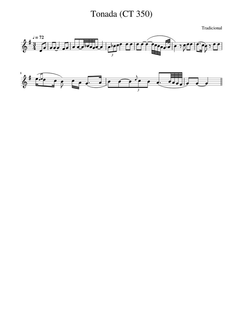 Traditional music - Tonada (CT 350) Sheet music for Piano (Solo) Easy ...