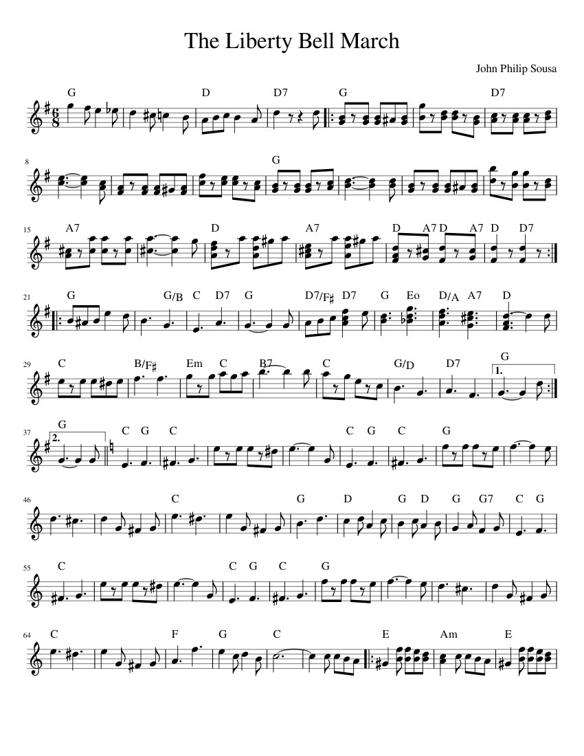 The Liberty Bell March (transposed to G) Sheet music for Piano (Solo ...