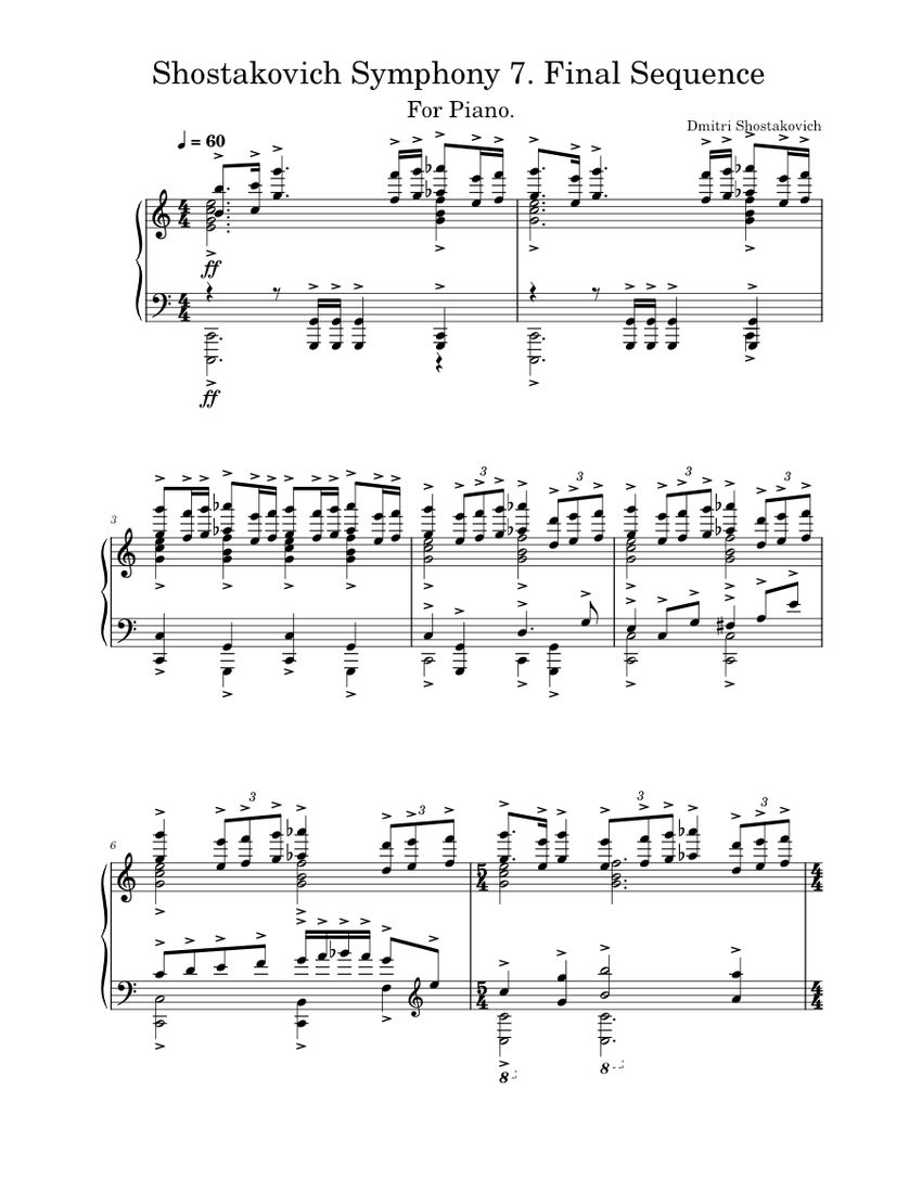 Symphony No. 7 in C major, Op. 60 – Dmitri Shostakovich Sheet Music for Piano (Solo) | MuseScore.com