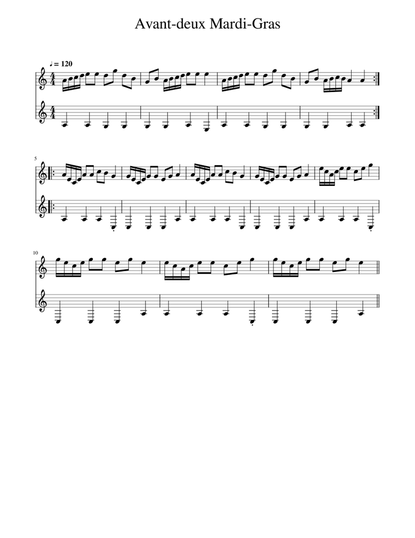 Avant-deux Mardi-Gras Sheet music for Woodwinds (other) (Woodwind Duet ...
