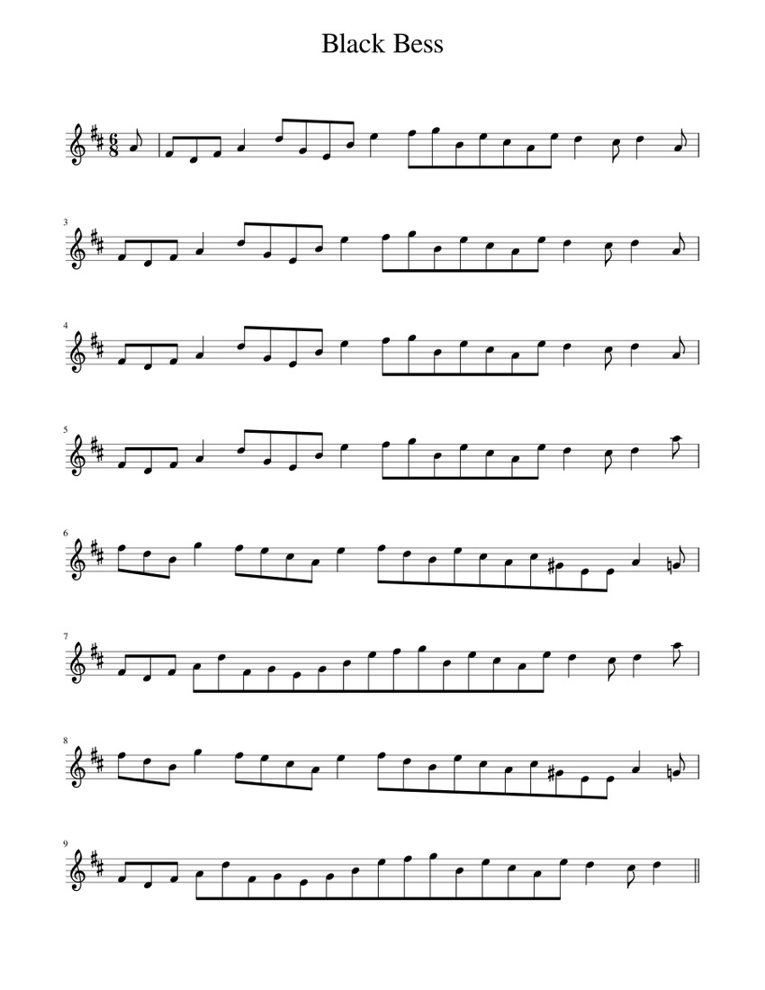 Black Bess Sheet music for Piano (Solo) Easy | Musescore.com