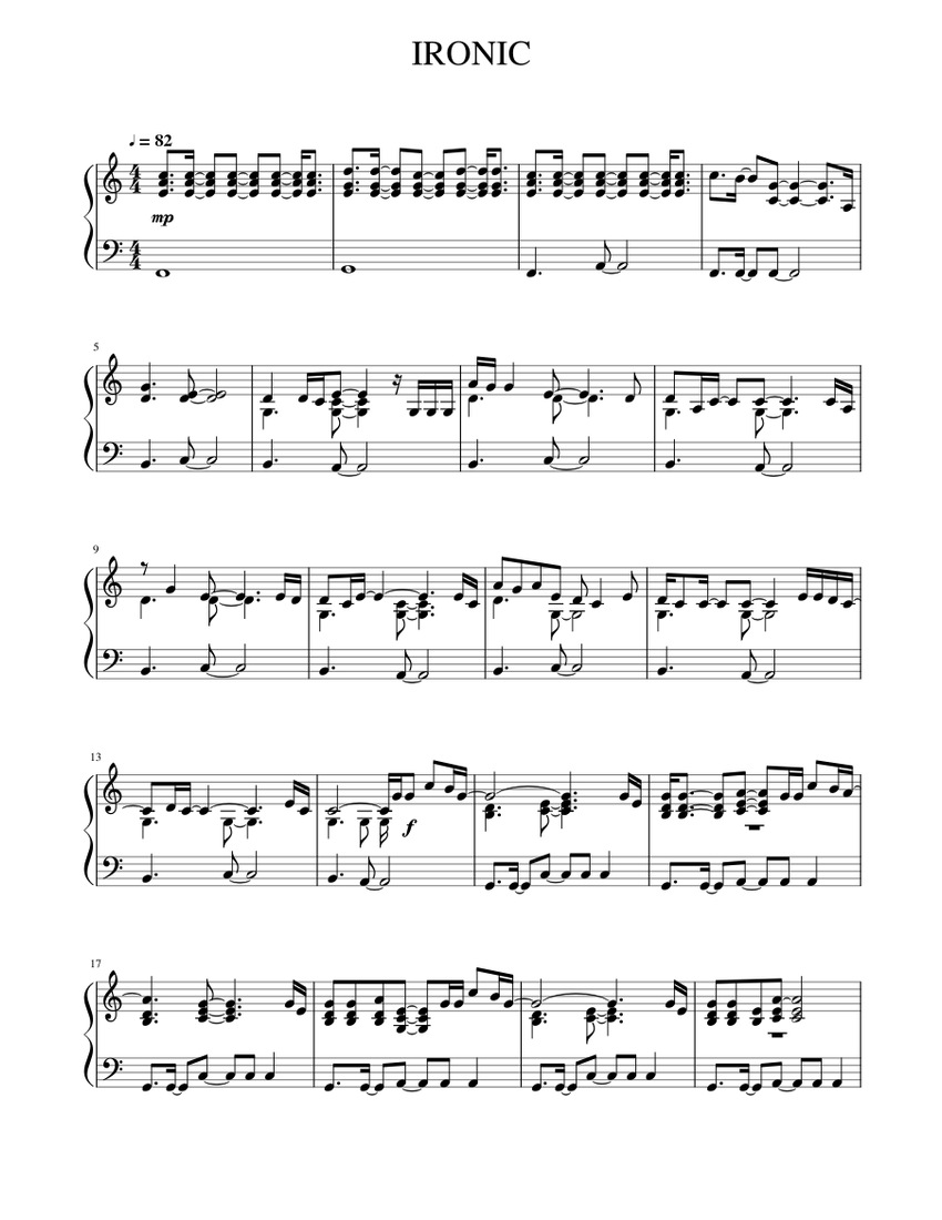 IRONIC Sheet Music for Piano (Solo) | MuseScore.com