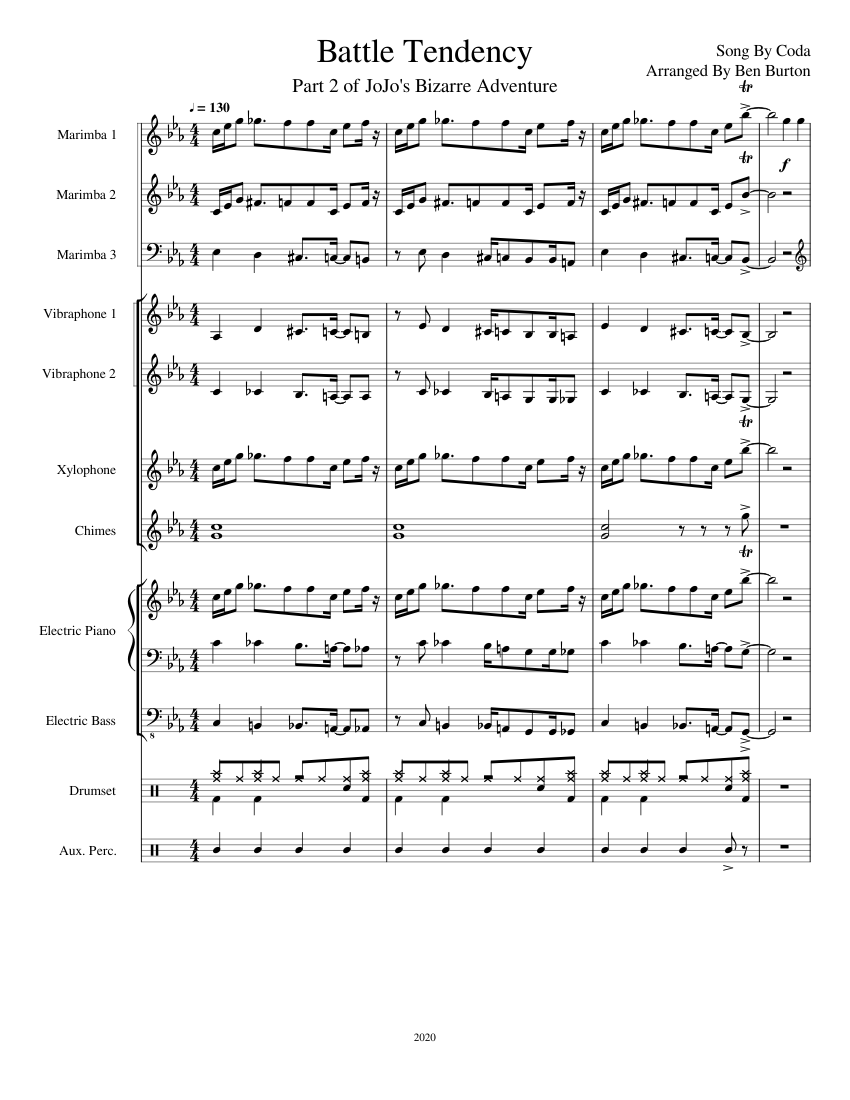Bloody Stream For Percussion Ensemble Sheet Music for Piano, Vibraphone ...