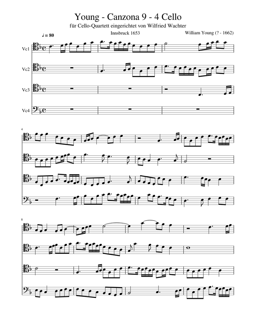 Young - Canzona 9 - 4 Cello Sheet music for Cello (Mixed Quartet ...