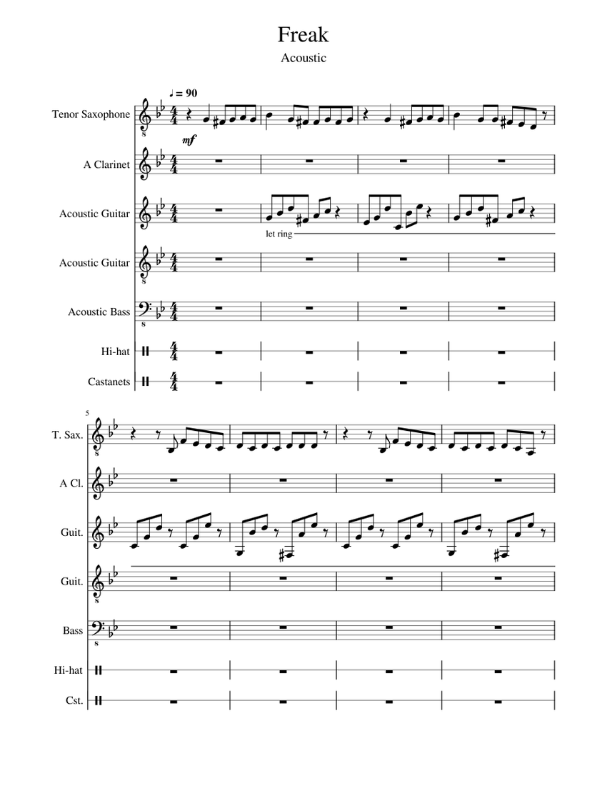 Freak - Sub Urban ft. REI AMI Sheet Music for Saxophone tenor, Guitar ...