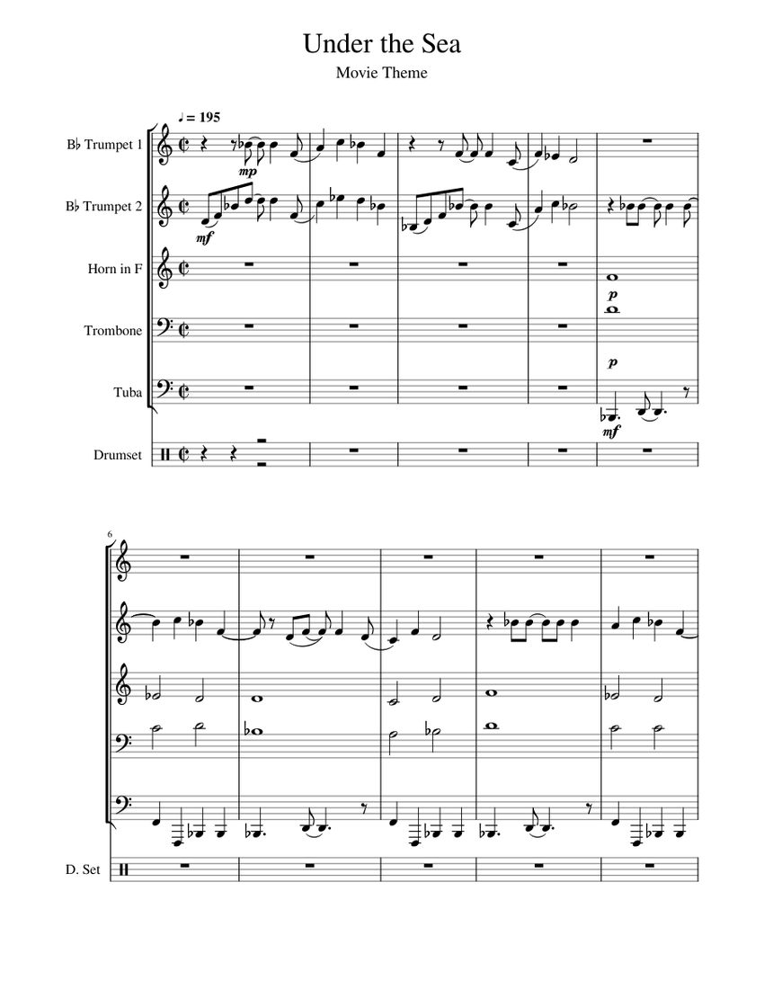 Under_the_Sea Sheet music for Trombone, Tuba, Trumpet in b-flat, French ...