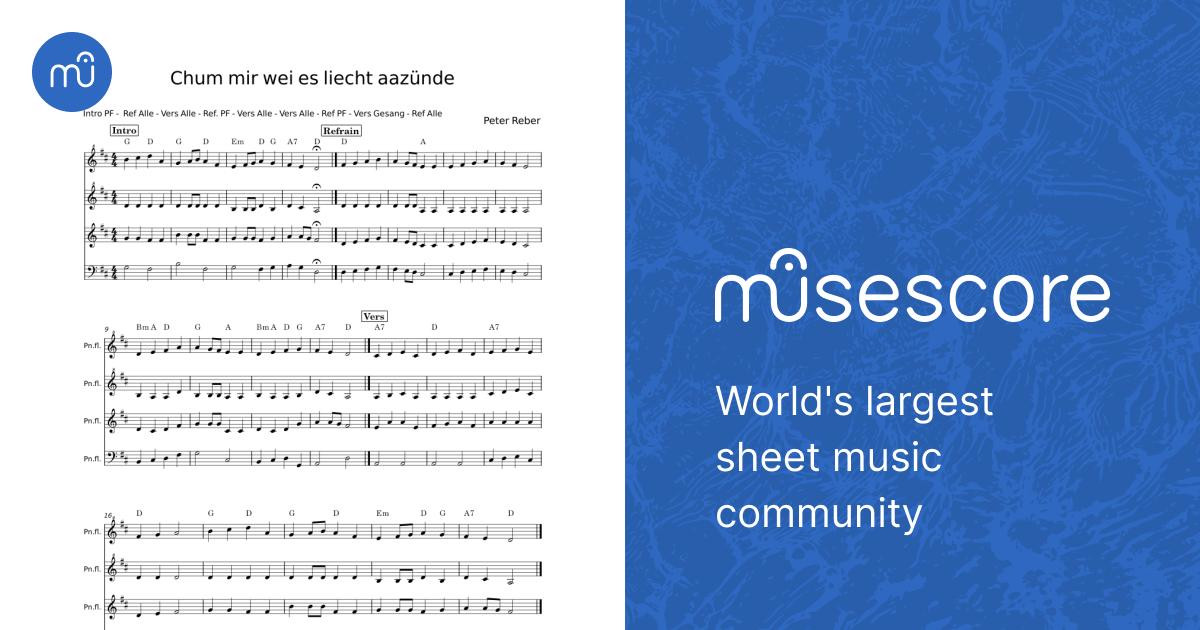 Chum mir wei es liecht aazünde - Peter Reber Sheet Music with Chords ...