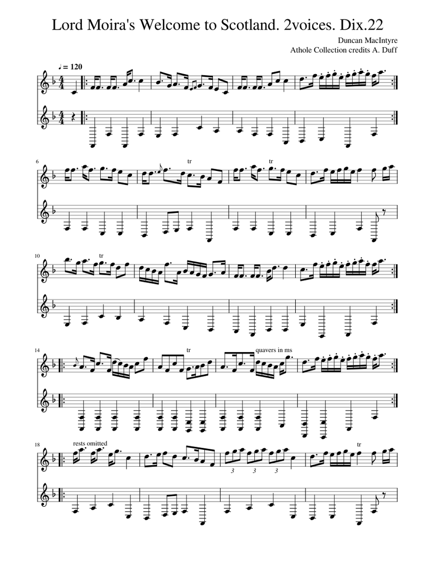 Duncan MacIntyre - Lord Moira's Welcome to Scotland. 2voices. Dix.22 ...