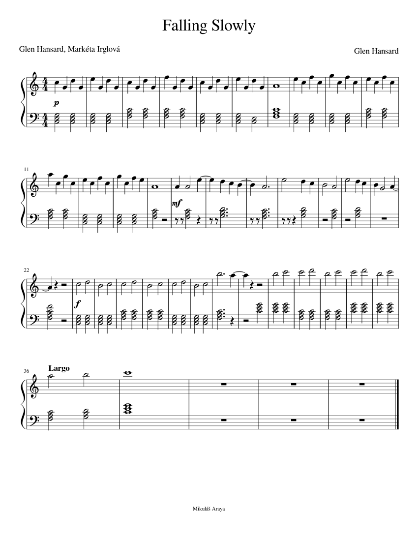 Falling Slowly Sheet music for Piano (Solo) | Musescore.com