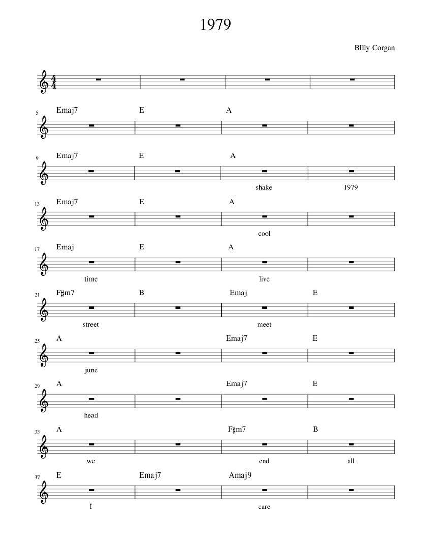 1979 Sheet Music with Chords for Piano (Solo) easy | MuseScore.com