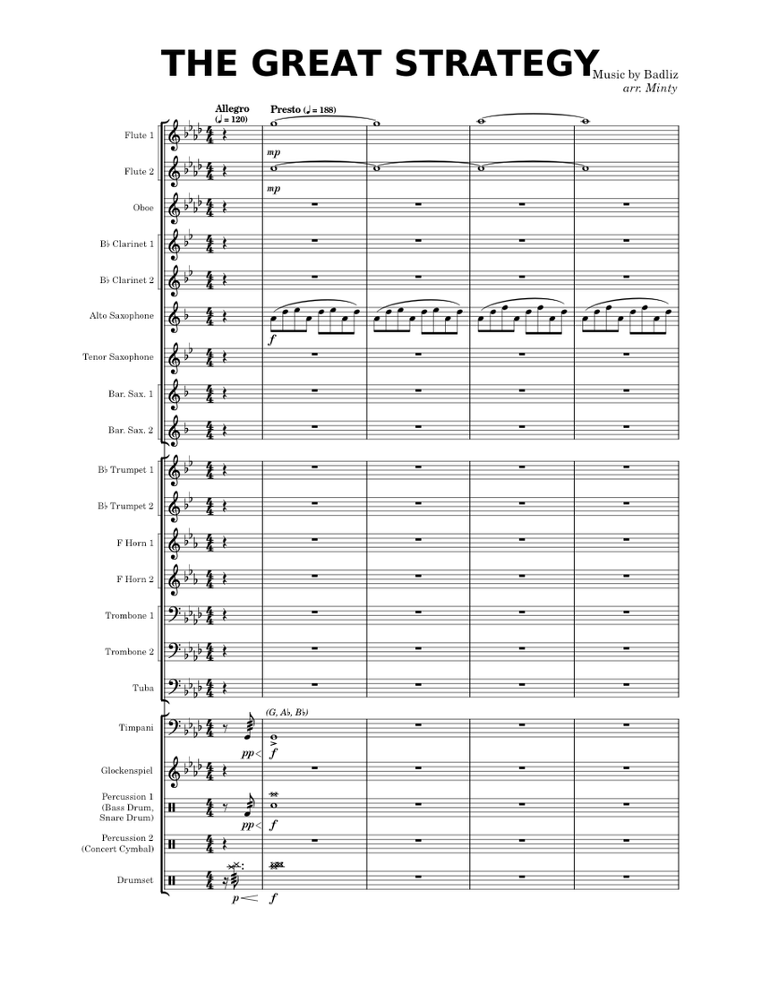The Great Strategy – BadLiZ Sheet Music for Trombone, Tuba, Flute, Oboe & more instruments ...
