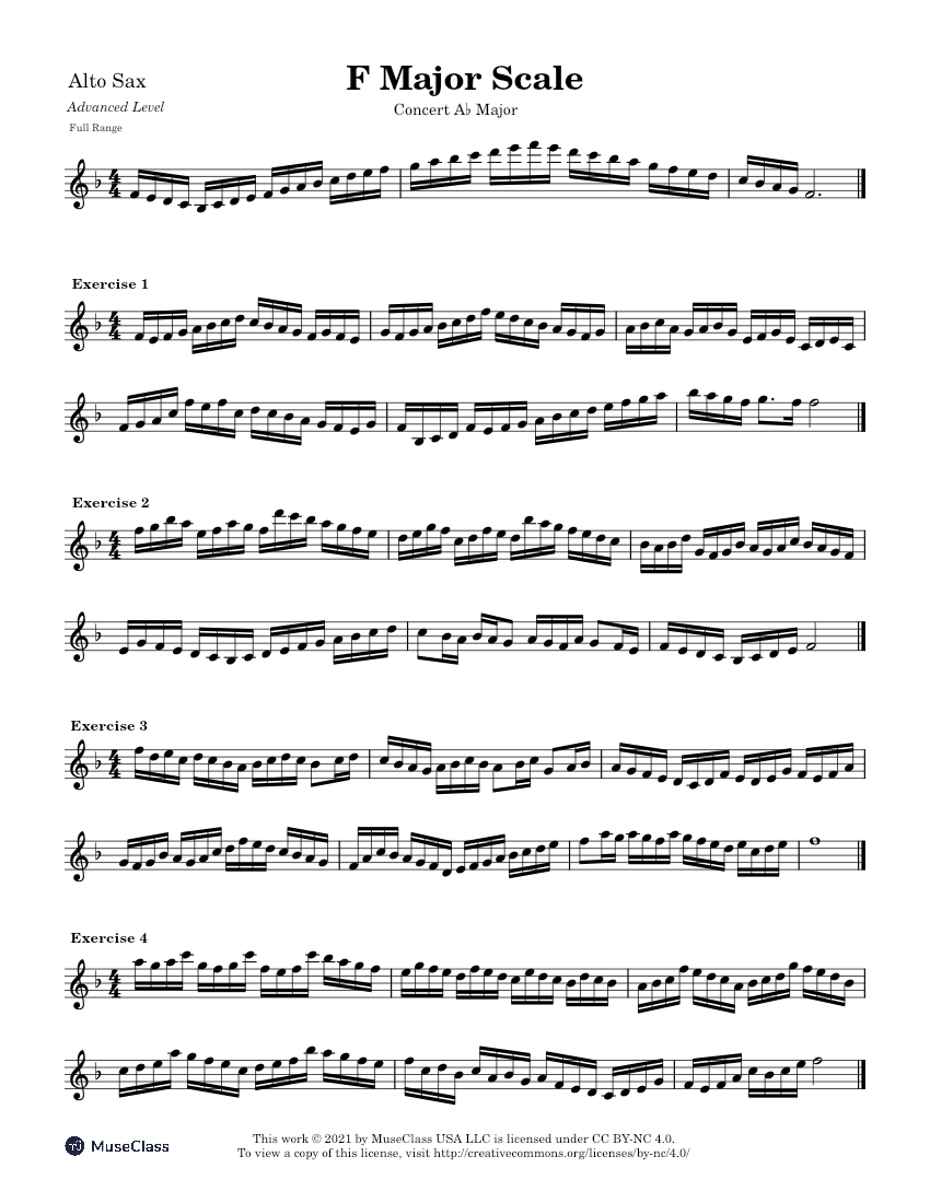 Concert Ab Major Scale Exercises-Advanced for Alto Sax Sheet Music for ...