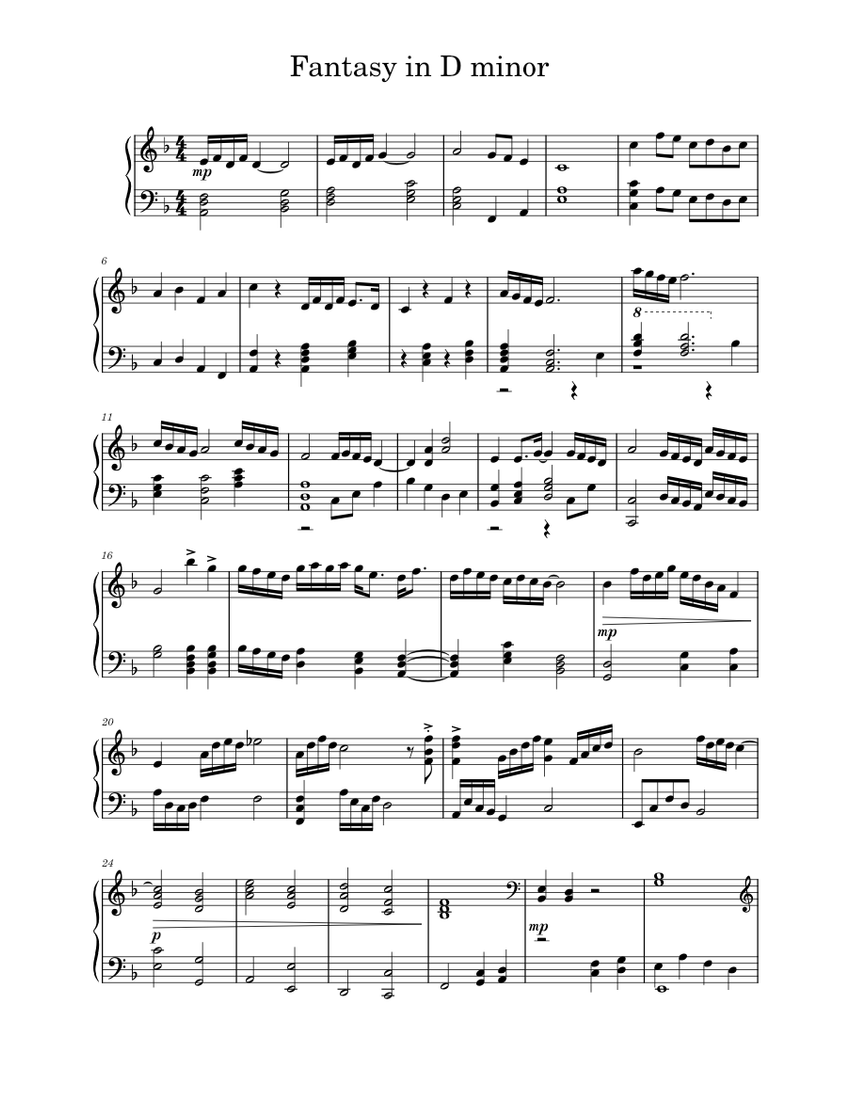 Fantasy in D minor Sheet music for Piano (Solo) | Musescore.com