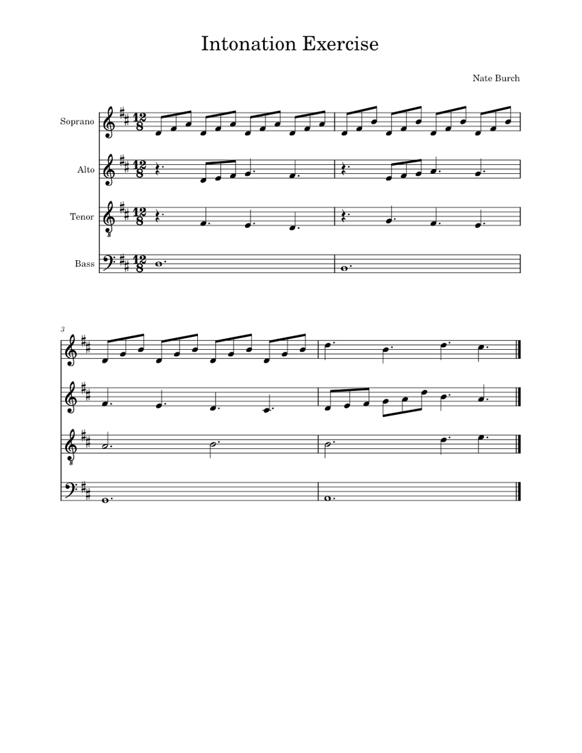 Intonation Exercise 12 8 time Sheet music for Vocals (Choral ...