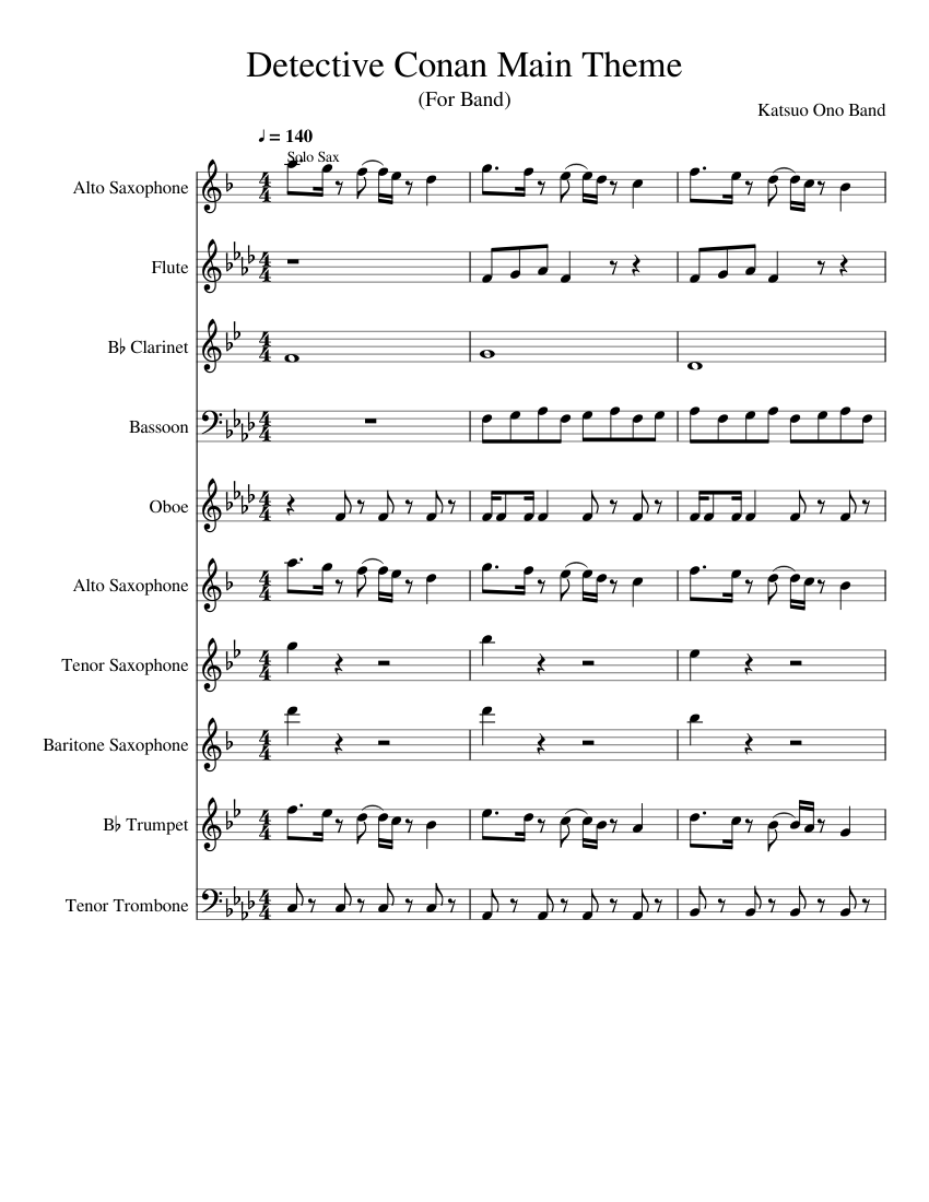 Detective Conan Main Theme for Band Sheet Music for Trombone tenor ...