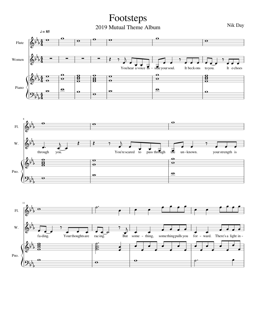 Footsteps Sheet Music for Piano, Female, Flute (Mixed Trio) | MuseScore.com