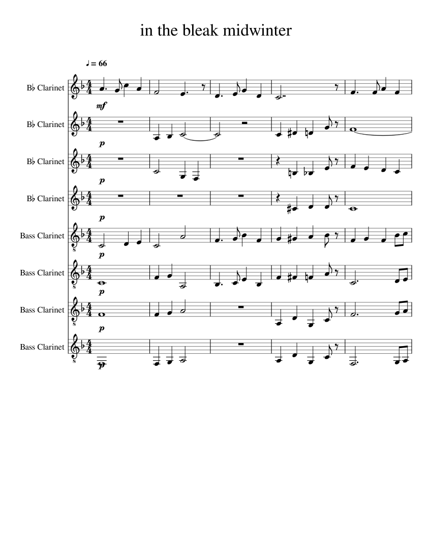 in the bleak midwinter by jacob colllier Sheet music for Clarinet in b ...