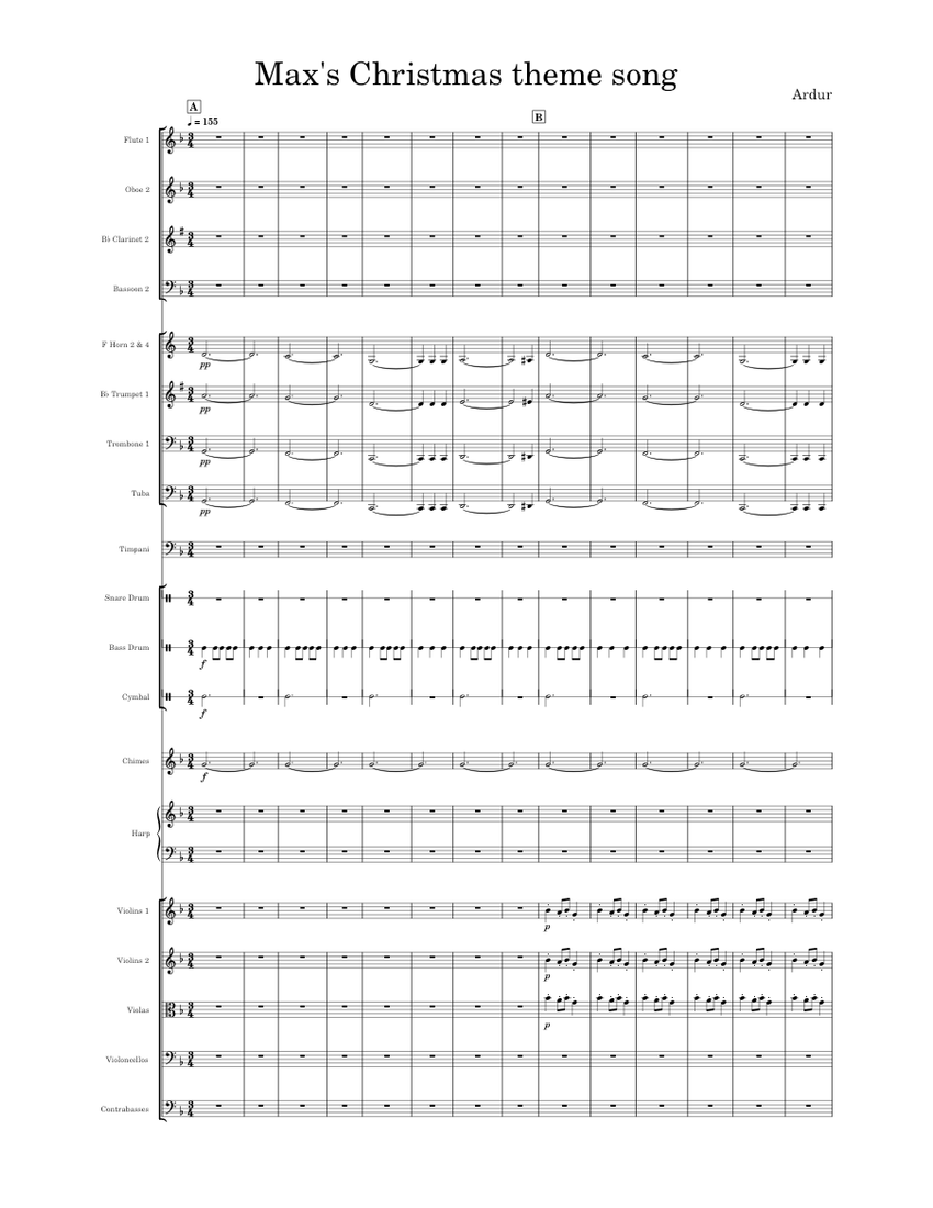 Max's Christmas Theme Song Sheet music for Trombone, Tuba, Flute, Oboe ...