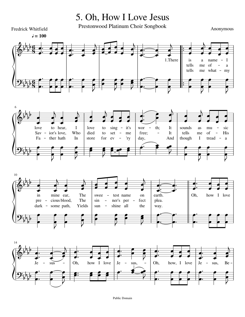 5 Oh How I Love Jesus Sheet music for Piano (SATB) Easy | Musescore.com