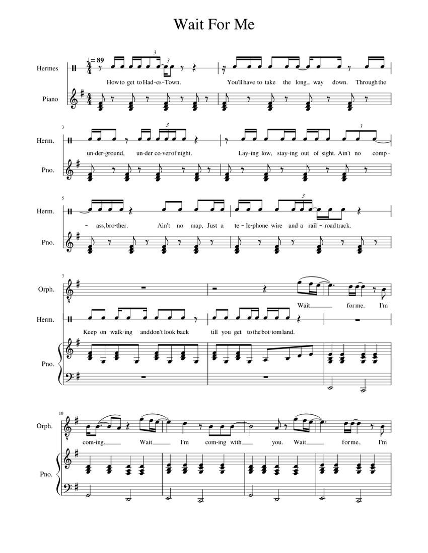 Wait For Me Sheet Music for Piano, Vocals, Female, Male & more ...