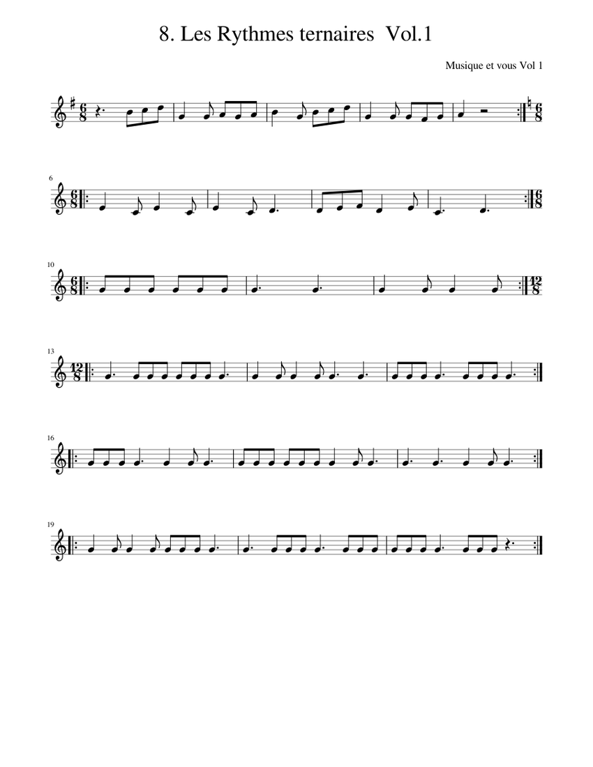 8._Les_Rythmes_ternaires_Vol.1 Sheet music for Piano (Solo) Easy ...