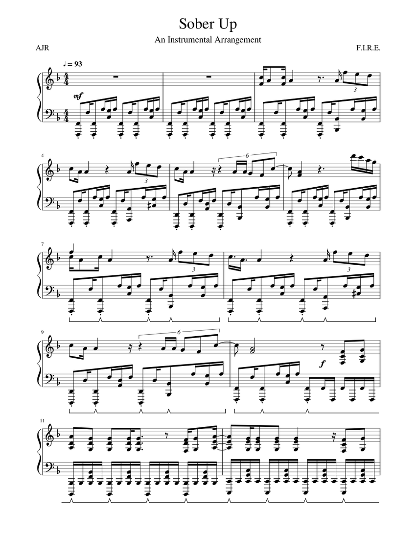 AJR - Sober Up Sheet Music for Piano (Solo) | MuseScore.com