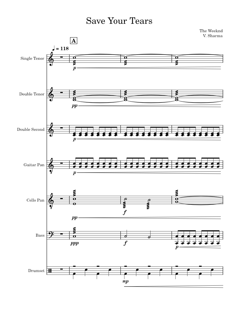 Save your tears – The Weeknd Save Your Tears Sheet Music for Drum group ...