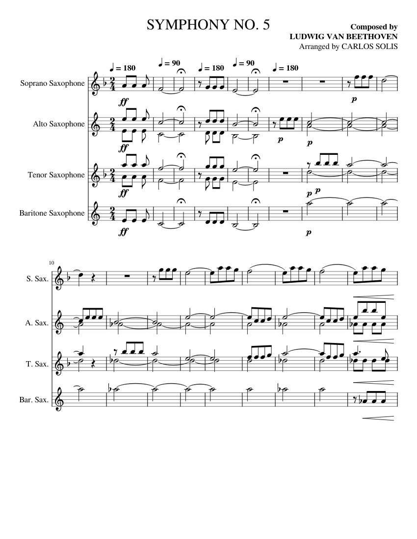 SYMPHONY NO. 5 by CARLIT0CHURRIT0 Sheet music for Saxophone alto ...