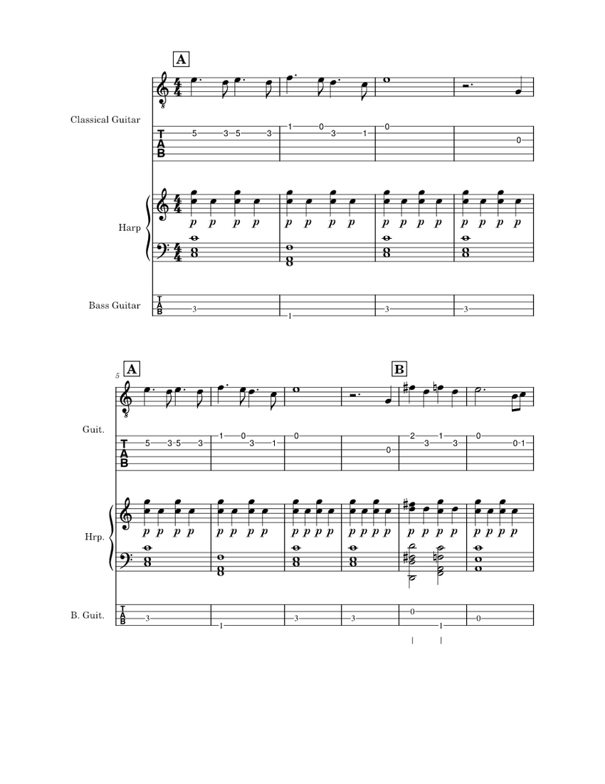 GTR54-M6 Composition Template II Example Sheet music for Guitar, Bass ...