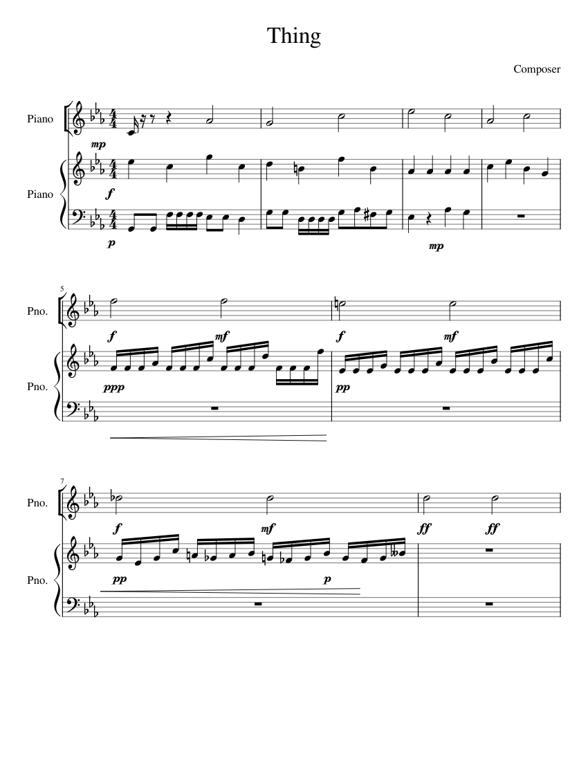 Thingy Sheet music for Piano (Piano Duo) | Musescore.com