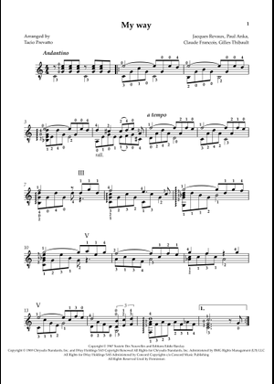 Frank Sinatra - My way - guitar TAB Sheet Music with Chords for Guitar ...