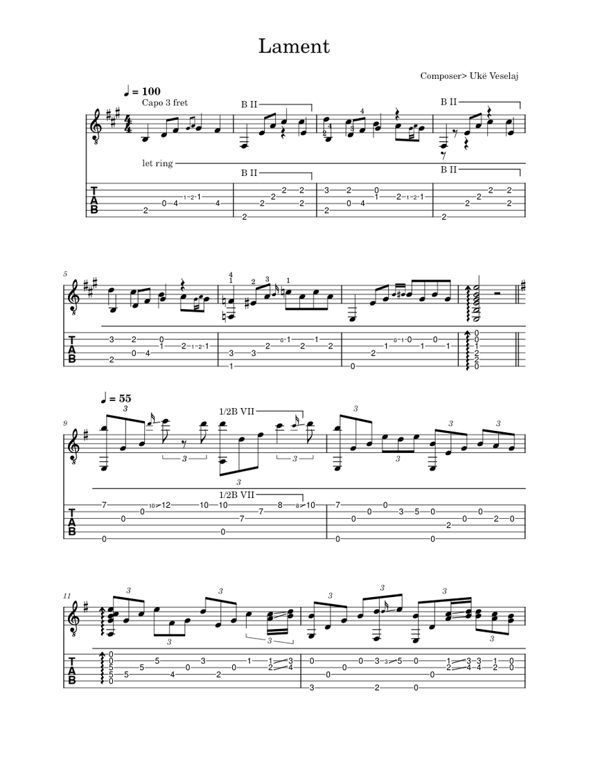 Lament Sheet music for Guitar (Solo) | Musescore.com