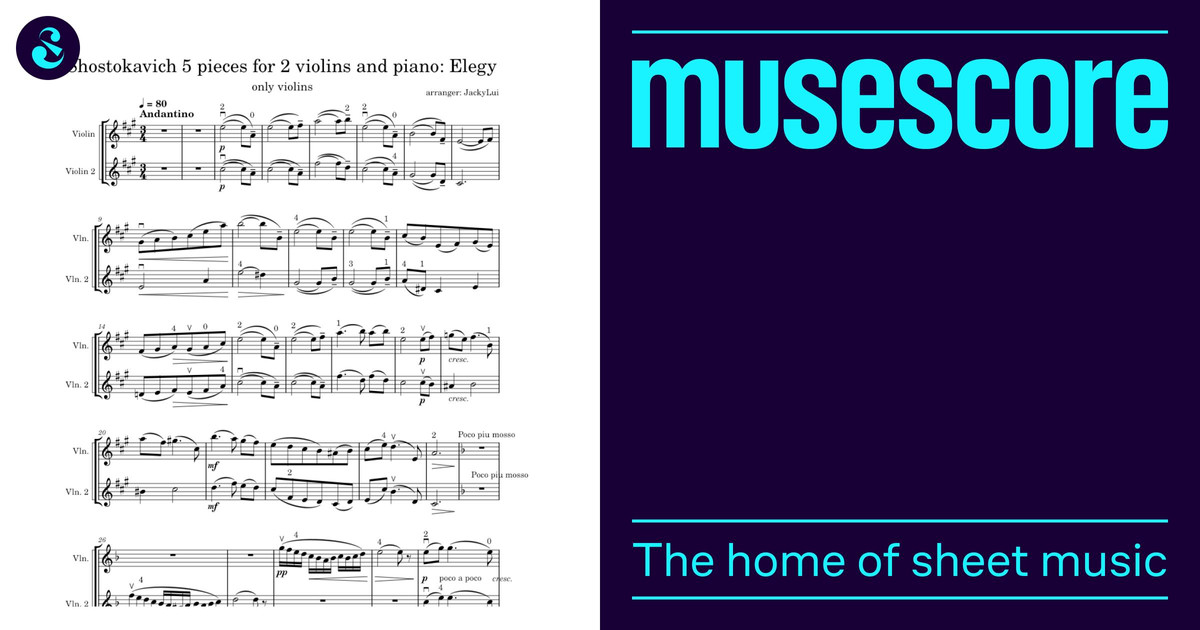 Shostakovich 5 pieces for 2 violins and piano: Elegy (only violins ...