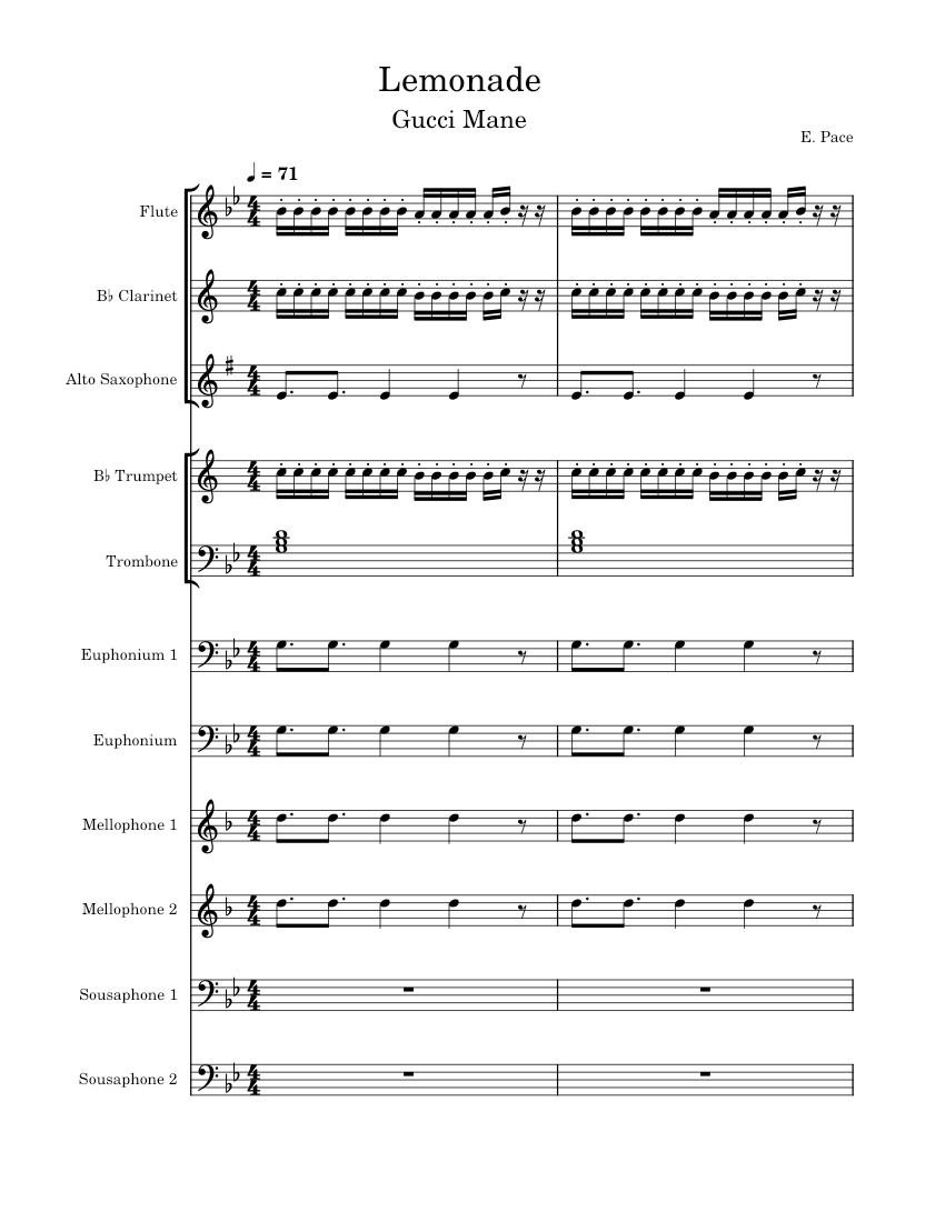 Lemonade Sheet Music for Trombone, Euphonium, Mellophone, Flute & more ...