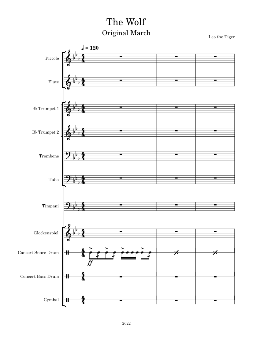 The Wolf (Original March) Sheet music for Trombone, Tuba, Flute piccolo ...