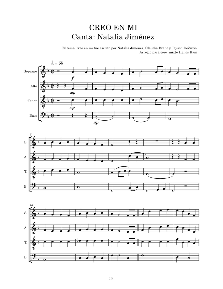 Creo en mi – Natalia Jiménez CREO_EN_MI Sheet music for Soprano, Alto ...