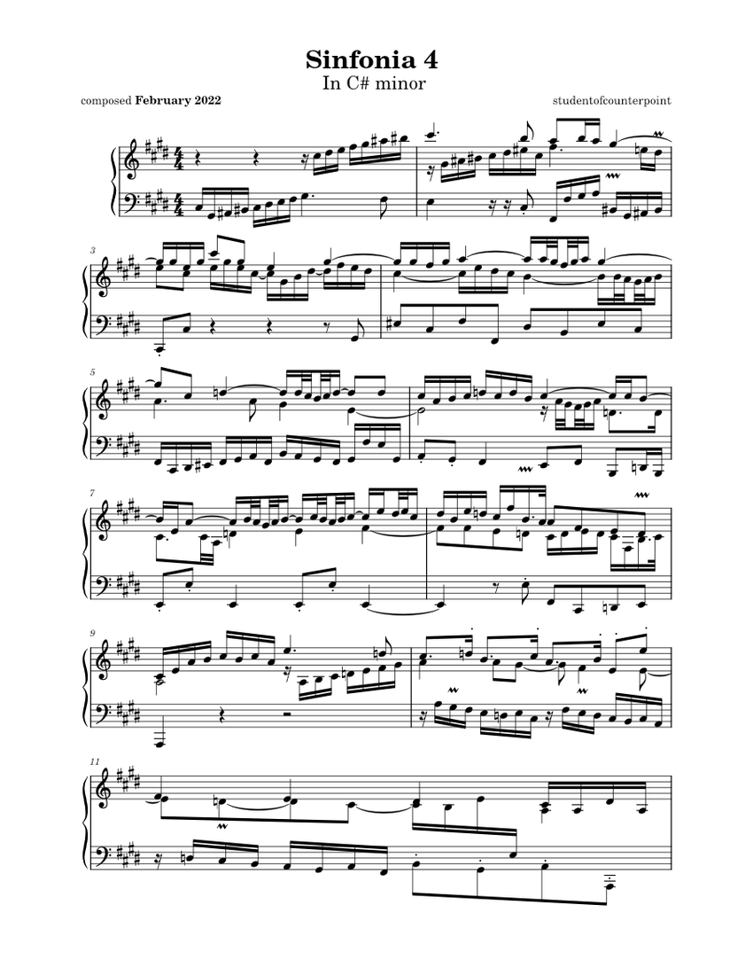 Sinfonia 4 Sheet music for Piano (Solo) | Musescore.com